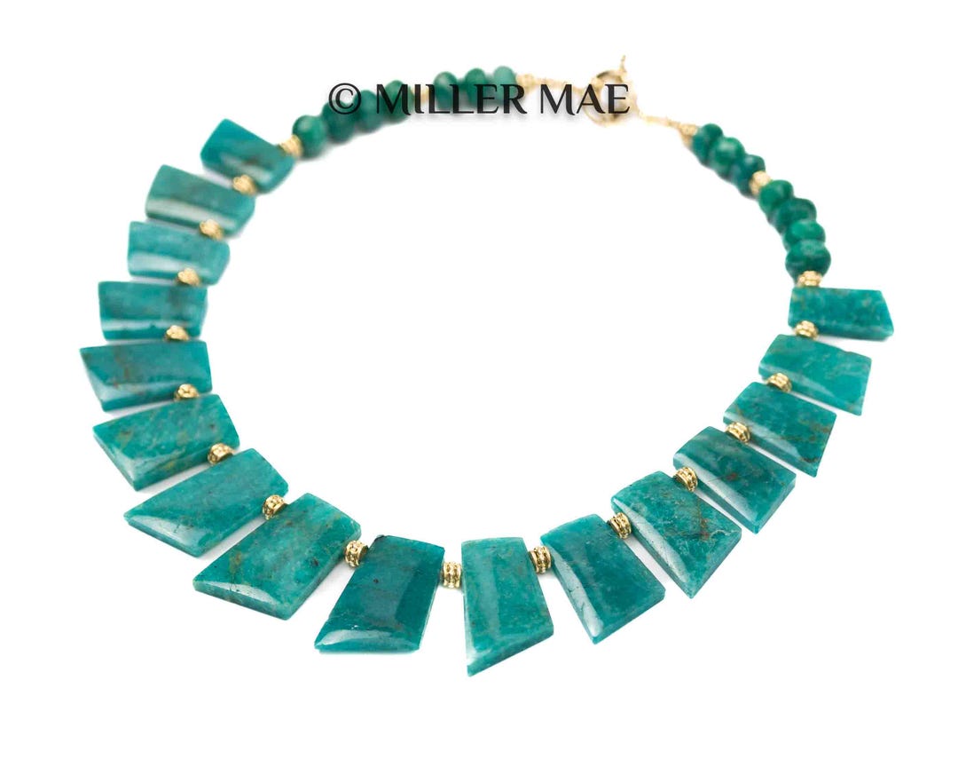 Reversible AAA Quality Brazilian Amazonite Statement Necklace | South ...