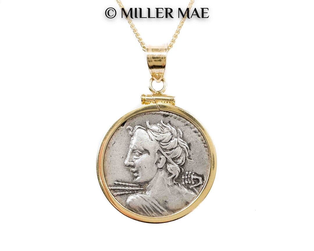 APOLLO VEIOVIS 84 B.C. Antike römische Münze Anhänger Halskette 14k ...