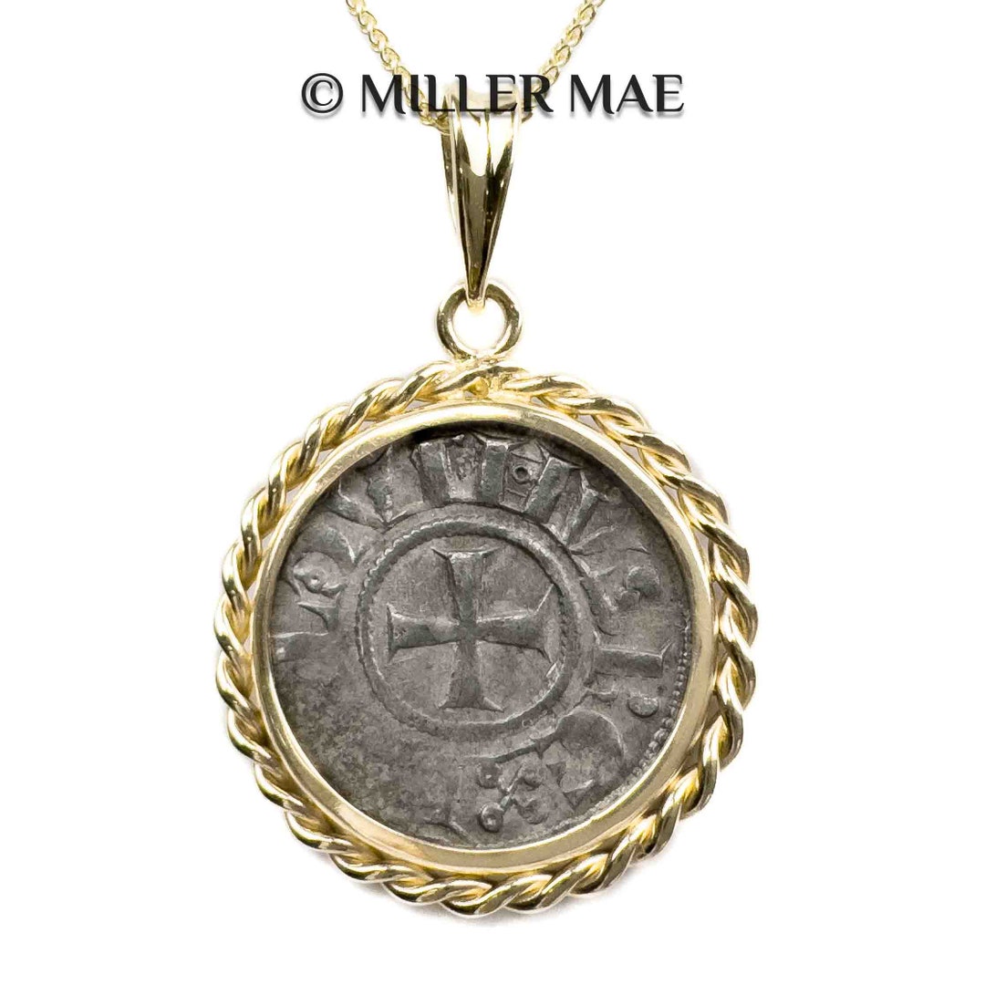 JERUSALEM CRUSADES 1143-1163 A.D. coin of the Crusades Pendant Necklace ...