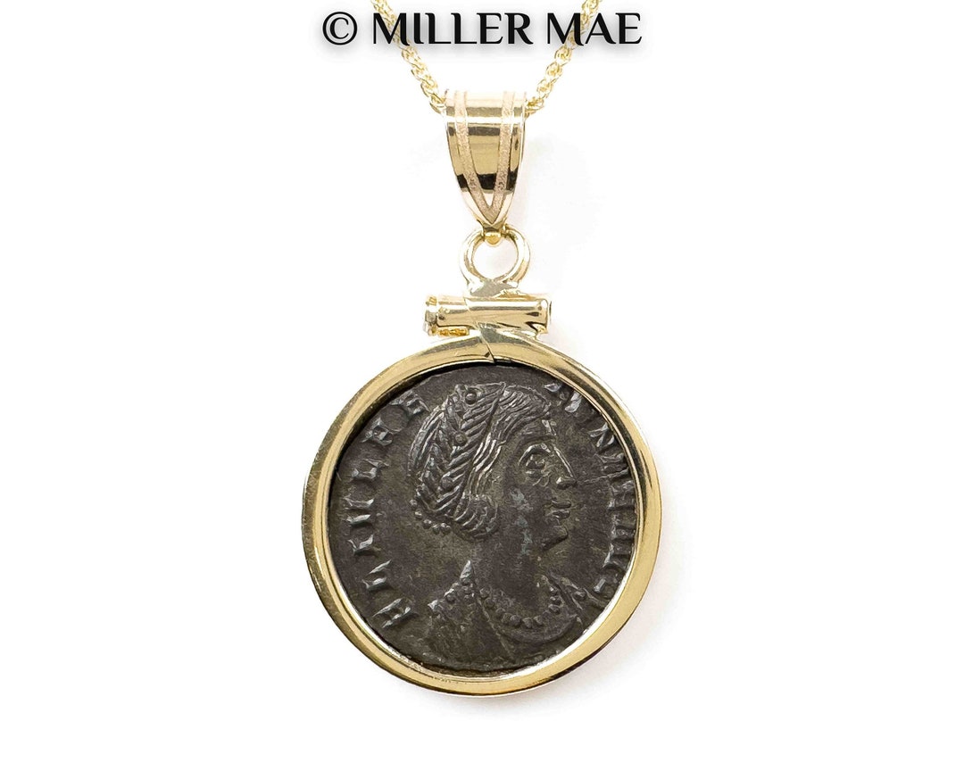 EMPRESS HELENA 330 A.D. Ancient Roman Coin Pendant Necklace 14k Gold ...