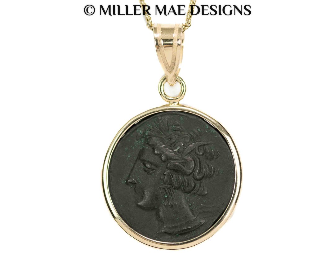14k Gold Ancient Carthage Tanit Coin Necklace | Real Carthaginian Coin ...