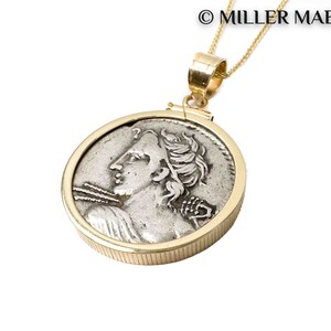 APOLLO VEIOVIS 84 B.C. Antike römische Münze Anhänger Halskette 14k ...