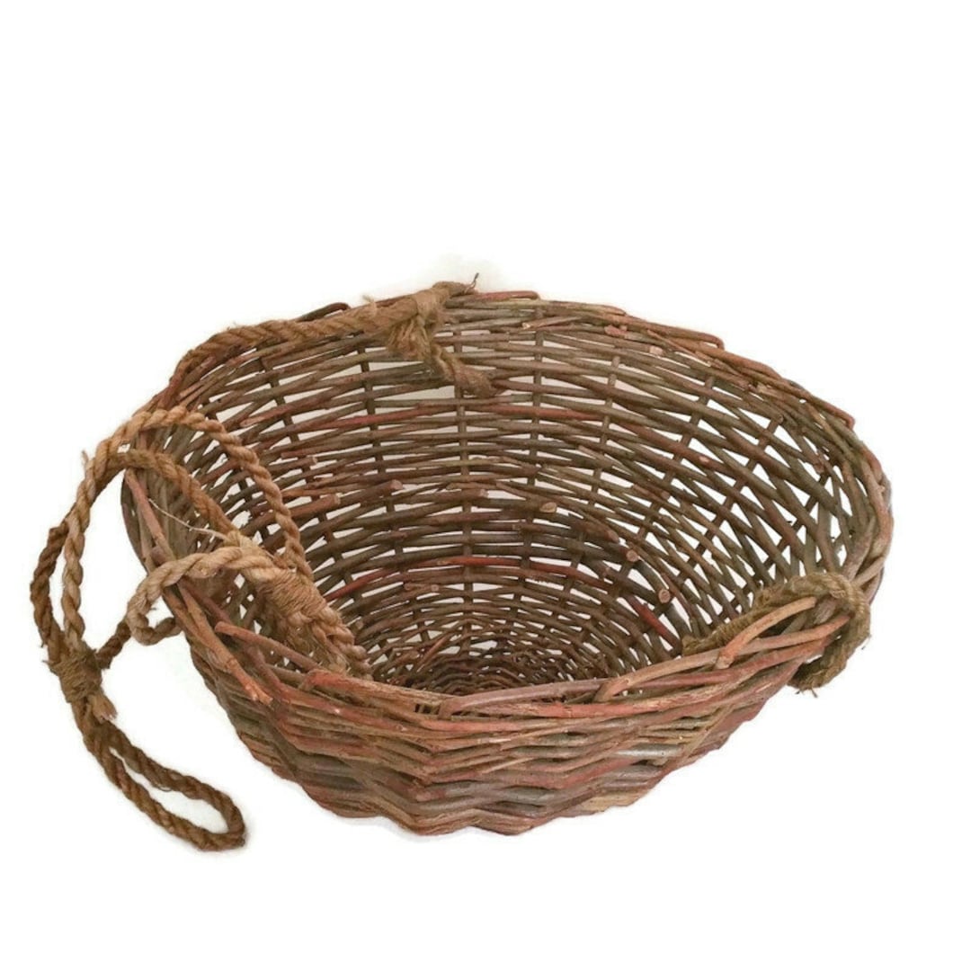 Vintage Basket, Twig Basket, Hanging Basket, Homestead Food Storage ...
