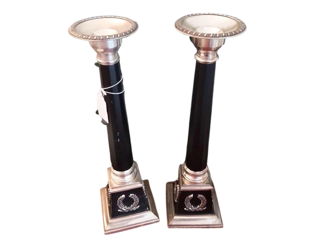 Bombay Silver Plated Candlesticks, Candle Holders With Laurel Design ...