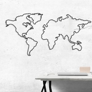 Metal World Map Wall Art, Metal Wall Art, Unique Metal Wall Art, Map ...