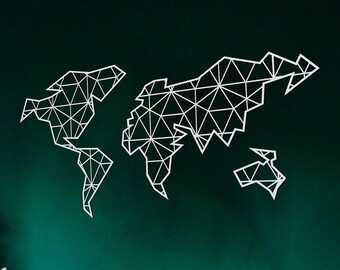 Metal World Map Metal Wall Art Metal Geometric World Map | Etsy