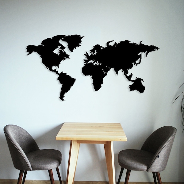 World Map Metal Wall - Etsy