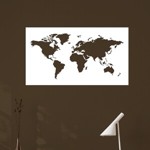 White Metal World Map Magnetic Board - Steel Map of the World Wall Art ...