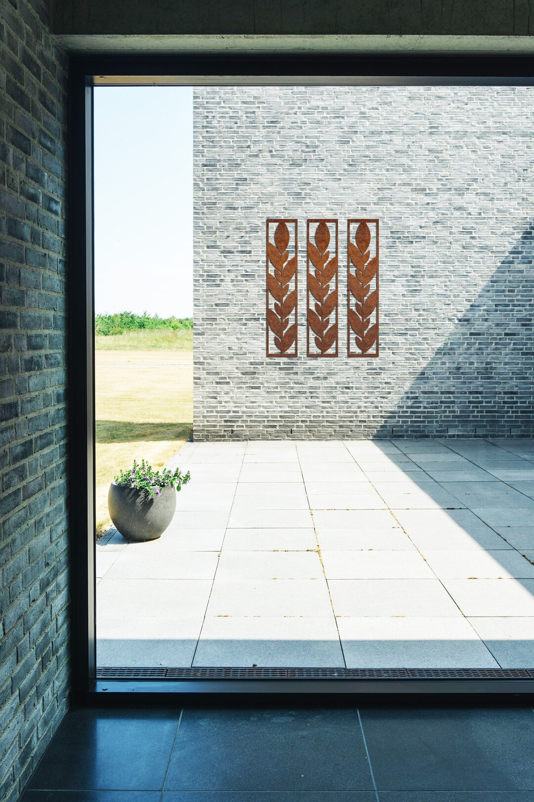 Metal Outdoor Triptych Wall Art - Amazing Garden, Yard Rusted Steel ...