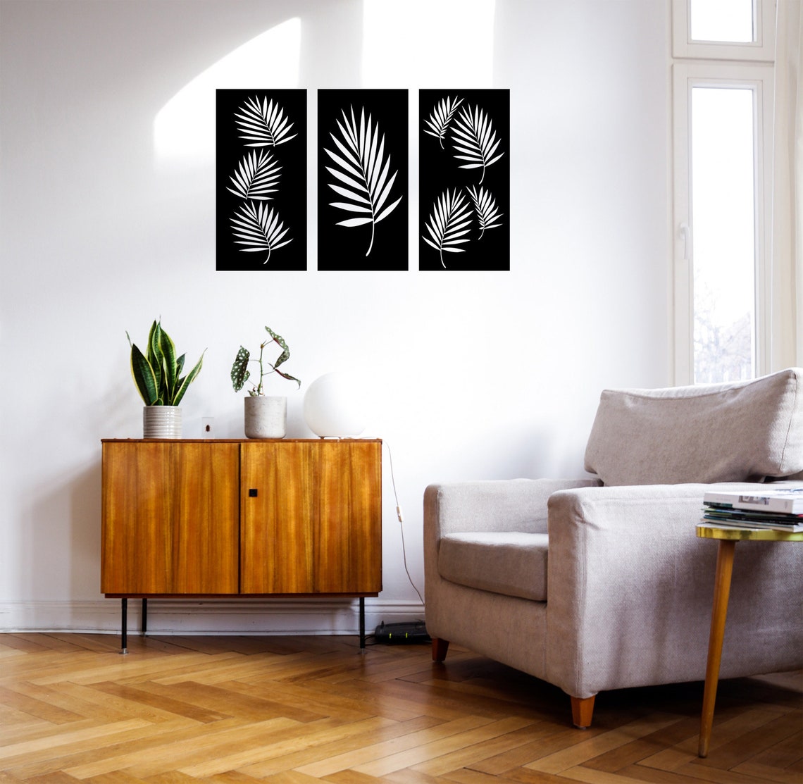 Metal Wall Art Leaf Triptych Amazing Living Room Premium - Etsy