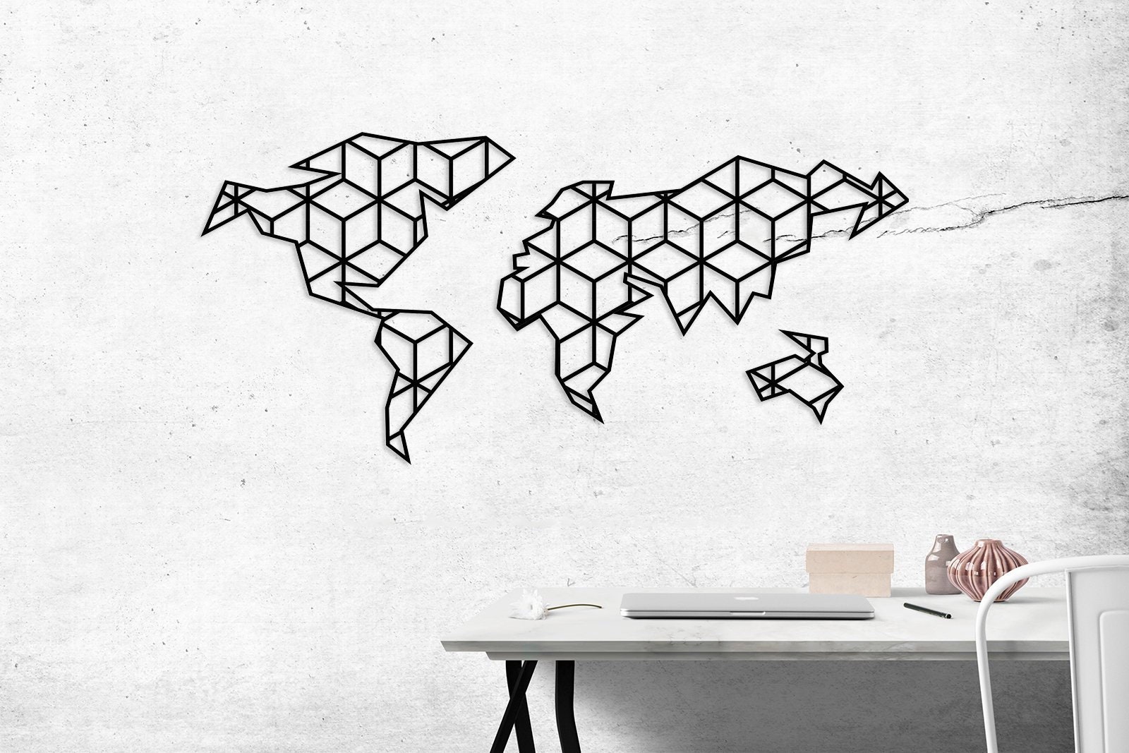 Extra Large Metal Wall Art World Map XXL Geometric World Map | Etsy Canada