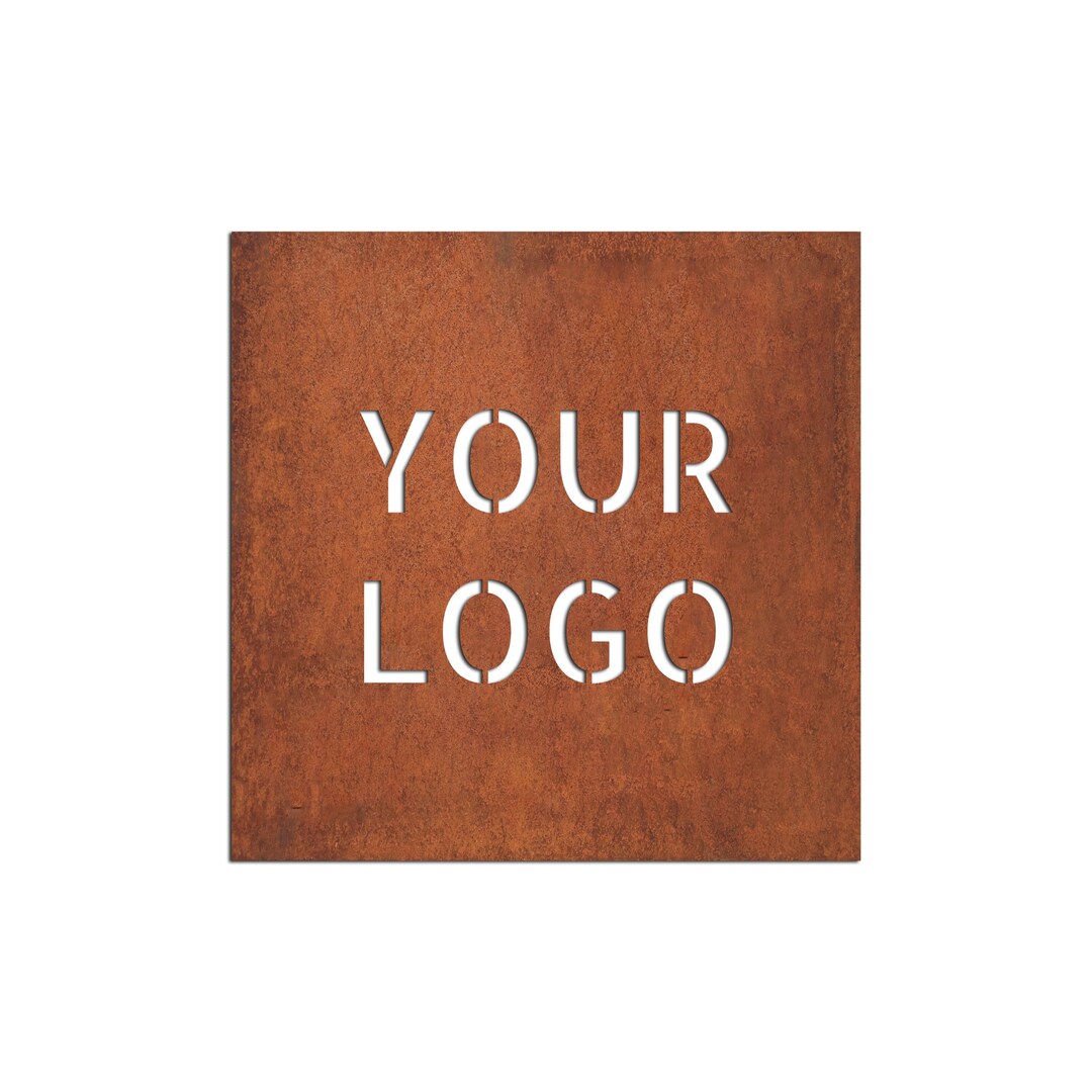 Custom Corten Steel Square Logo Signboard, Rusted Steel House Number ...