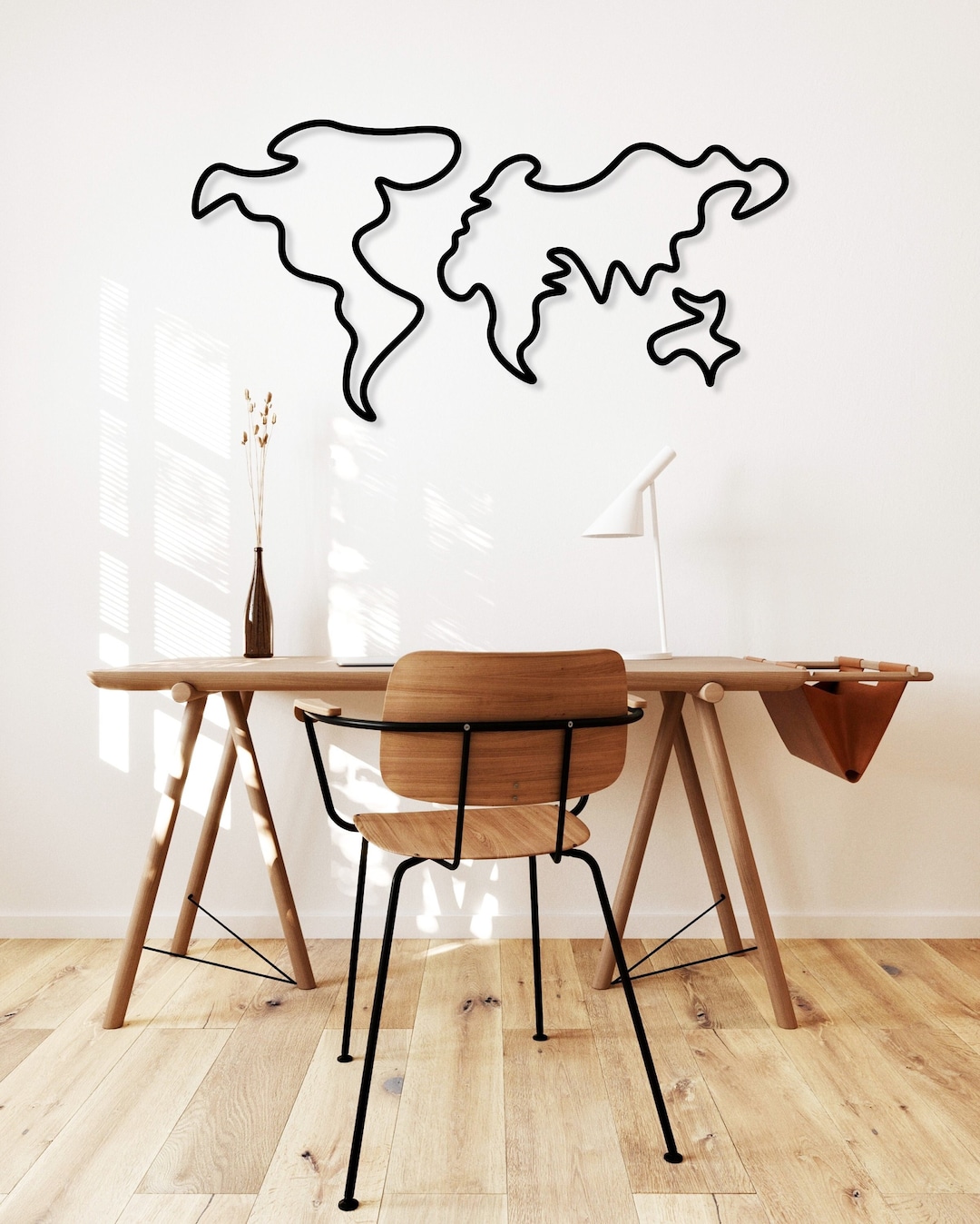 Abstract Metal World Map Wall Art: Matte Black Steel - Etsy