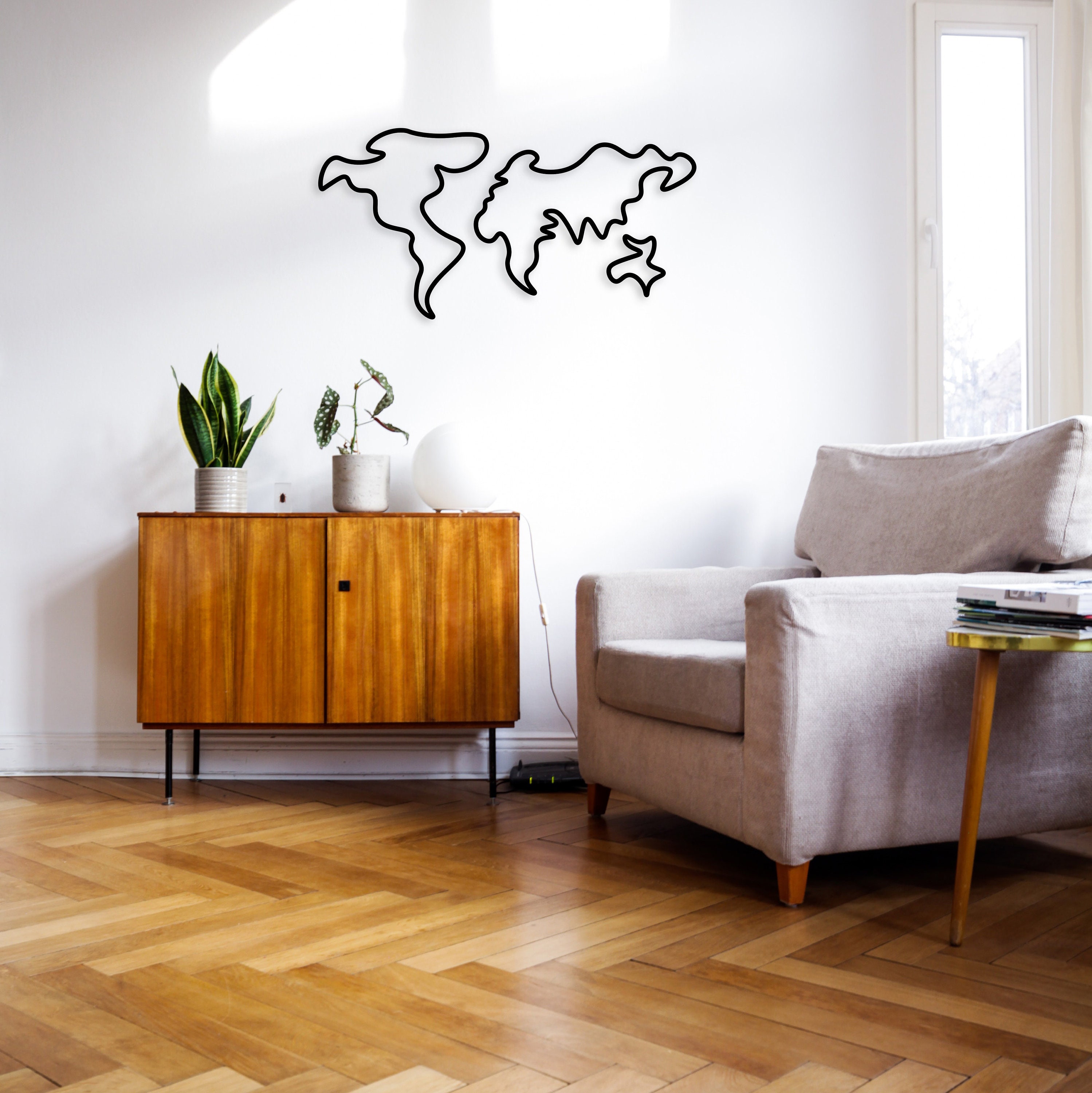Abstract Metal World Map Wall Art: Matte Black Steel - Etsy