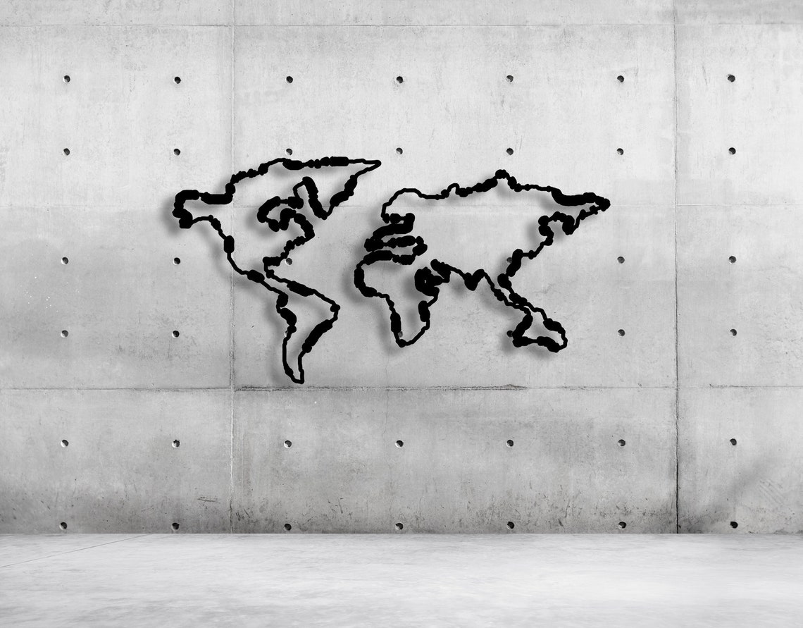 Metal Wall Art World Map Metal Wall Decor Iron World Map - Etsy