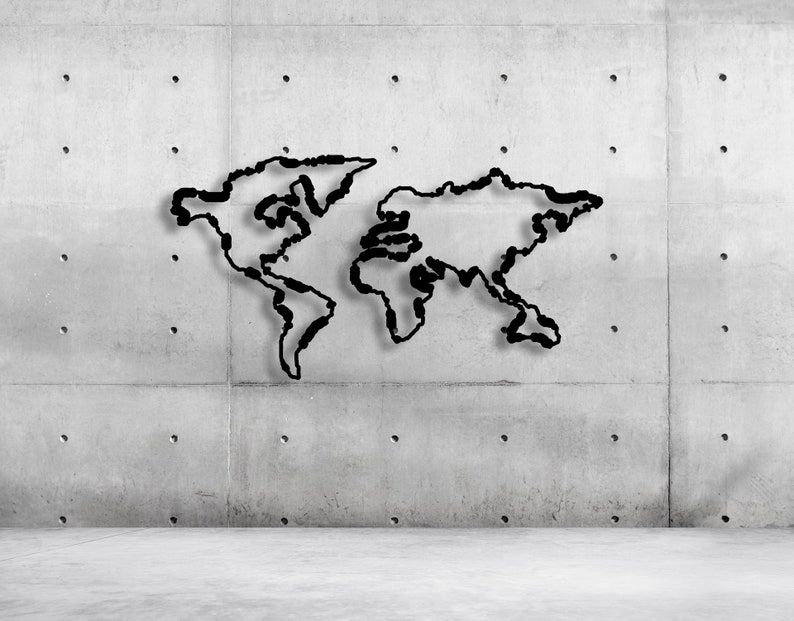 Metal Wall Art World Map Metal Wall Decor Iron world map | Etsy