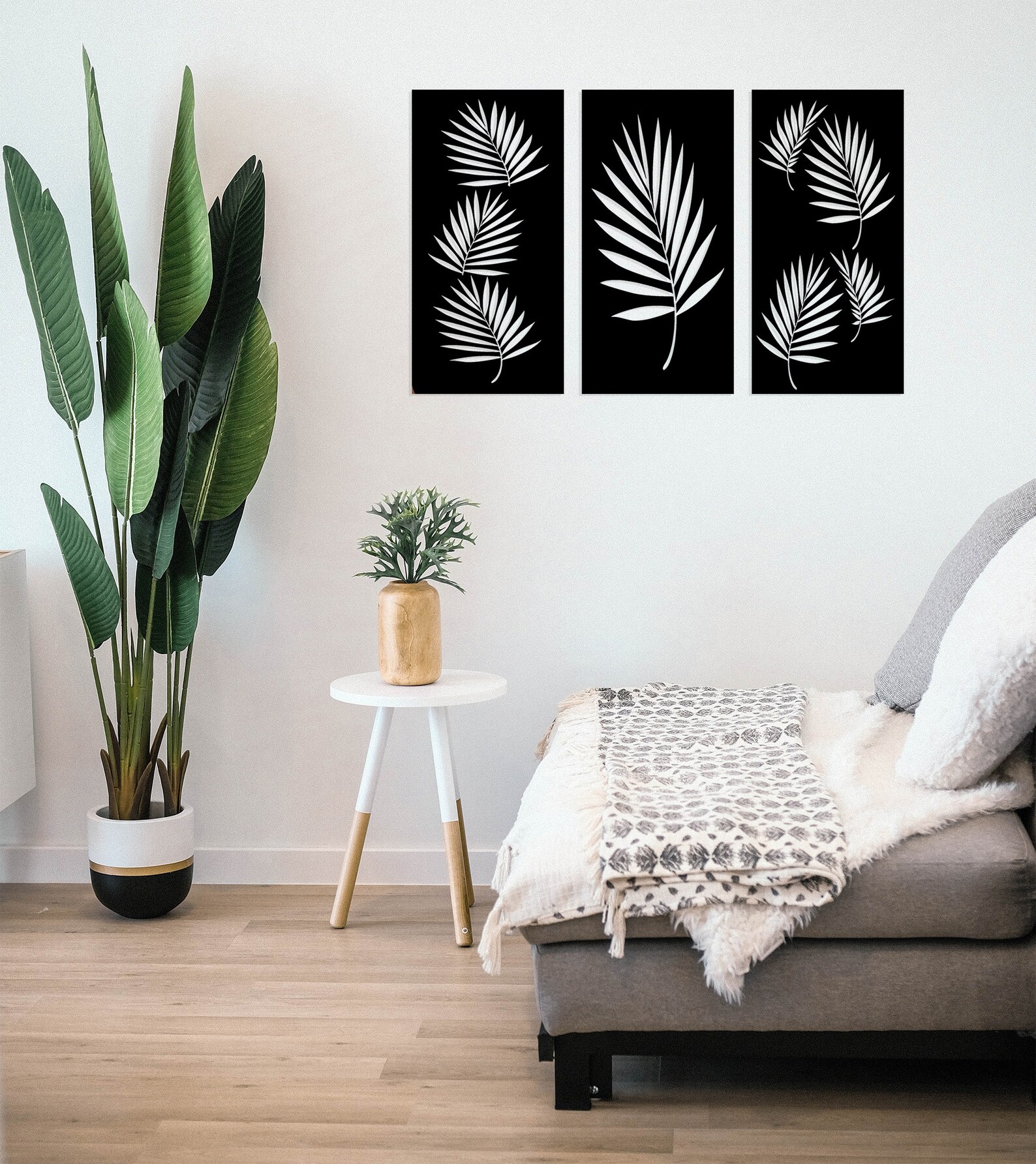Metal Wall Art Leaf Triptych Amazing Living Room Premium - Etsy