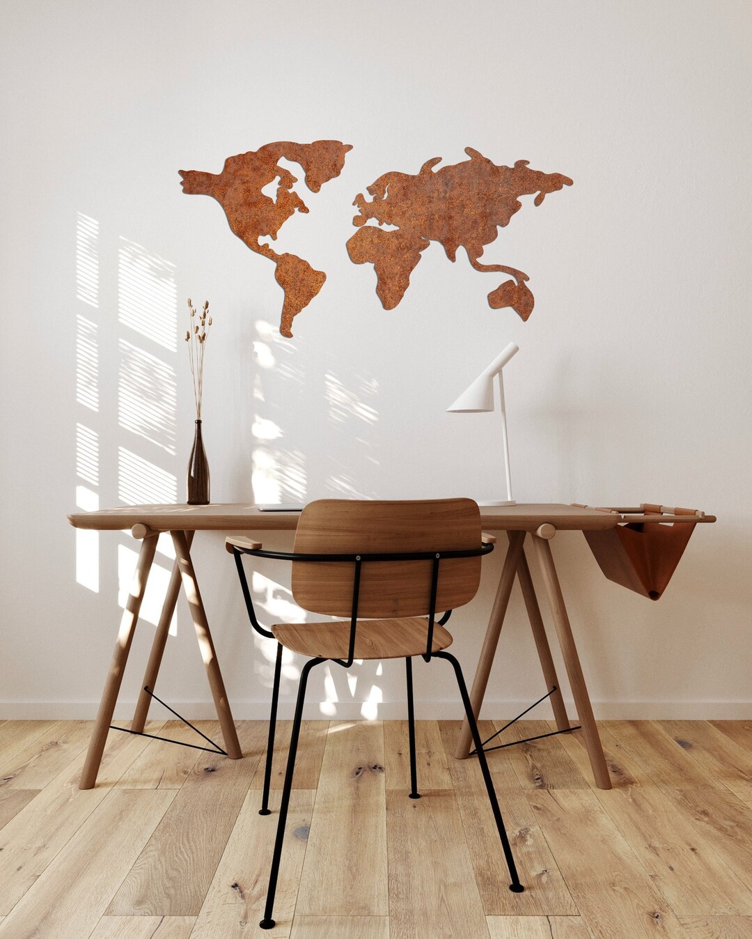 Corten Metal Map Wall Art - Abstract World Map Rusty Metal - Corten ...