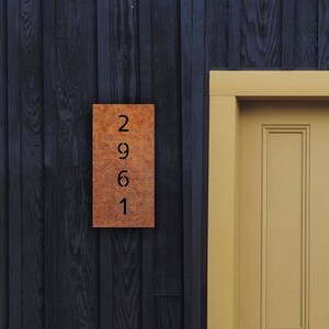 Custom Corten Number Vertical Plaque, House Address Rusted Steel ...