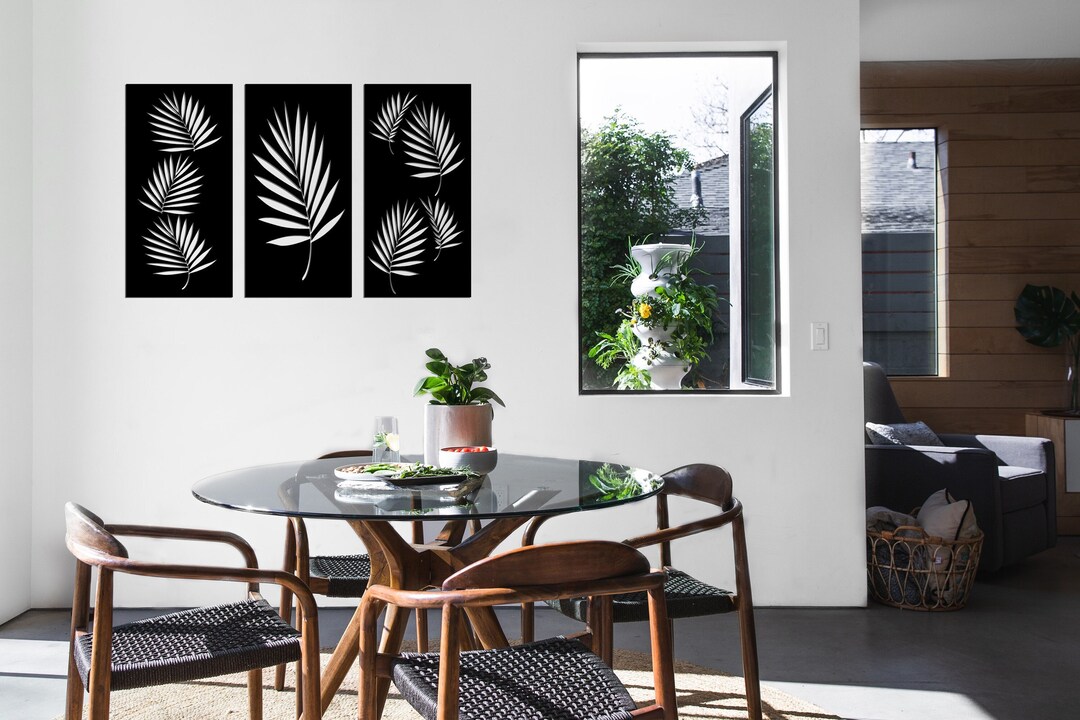 Metal Wall Art Leaf Triptych Amazing Living Room Premium - Etsy