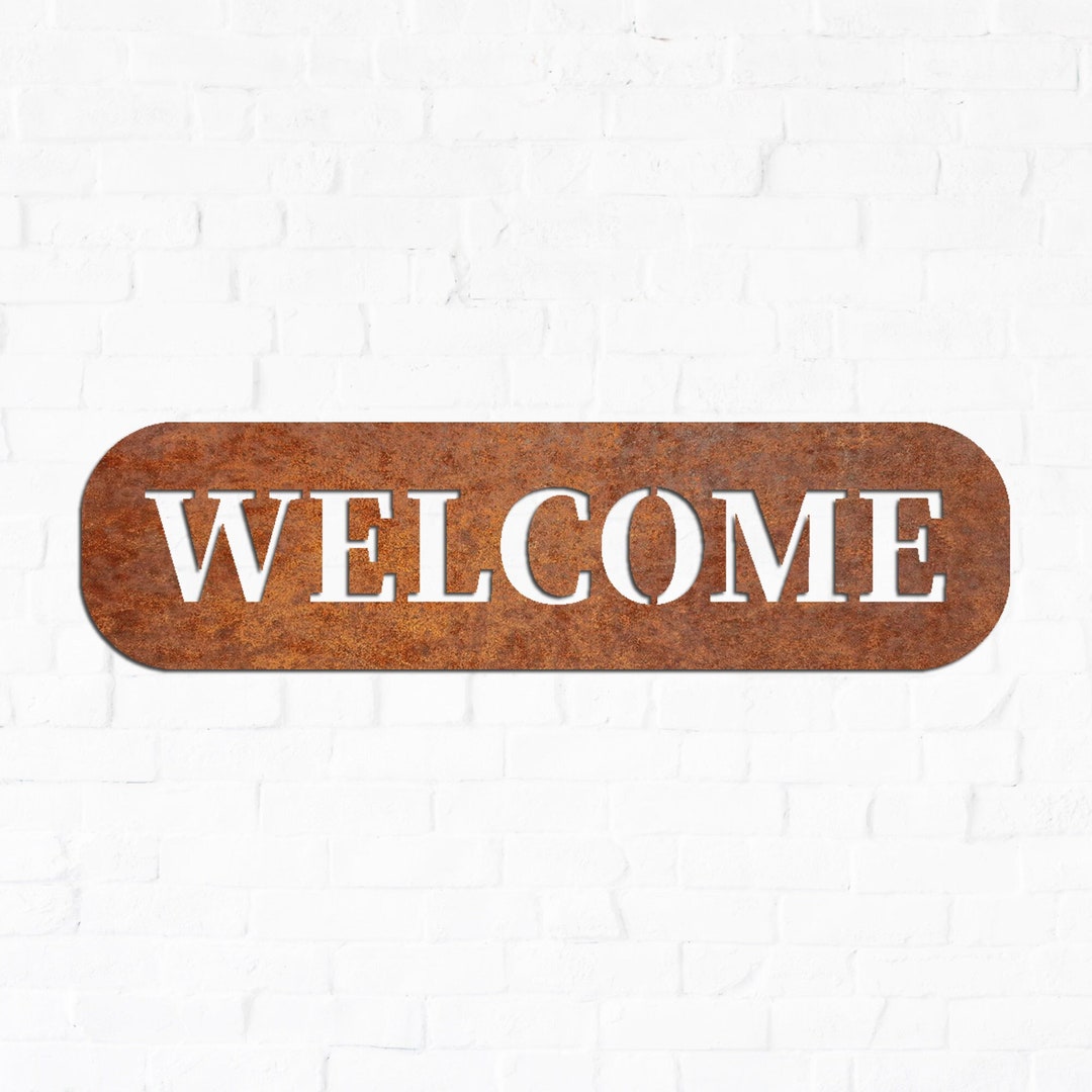 Corten Steel Welcome Sign: Rusted Metal Outdoor Garden Decor - Etsy