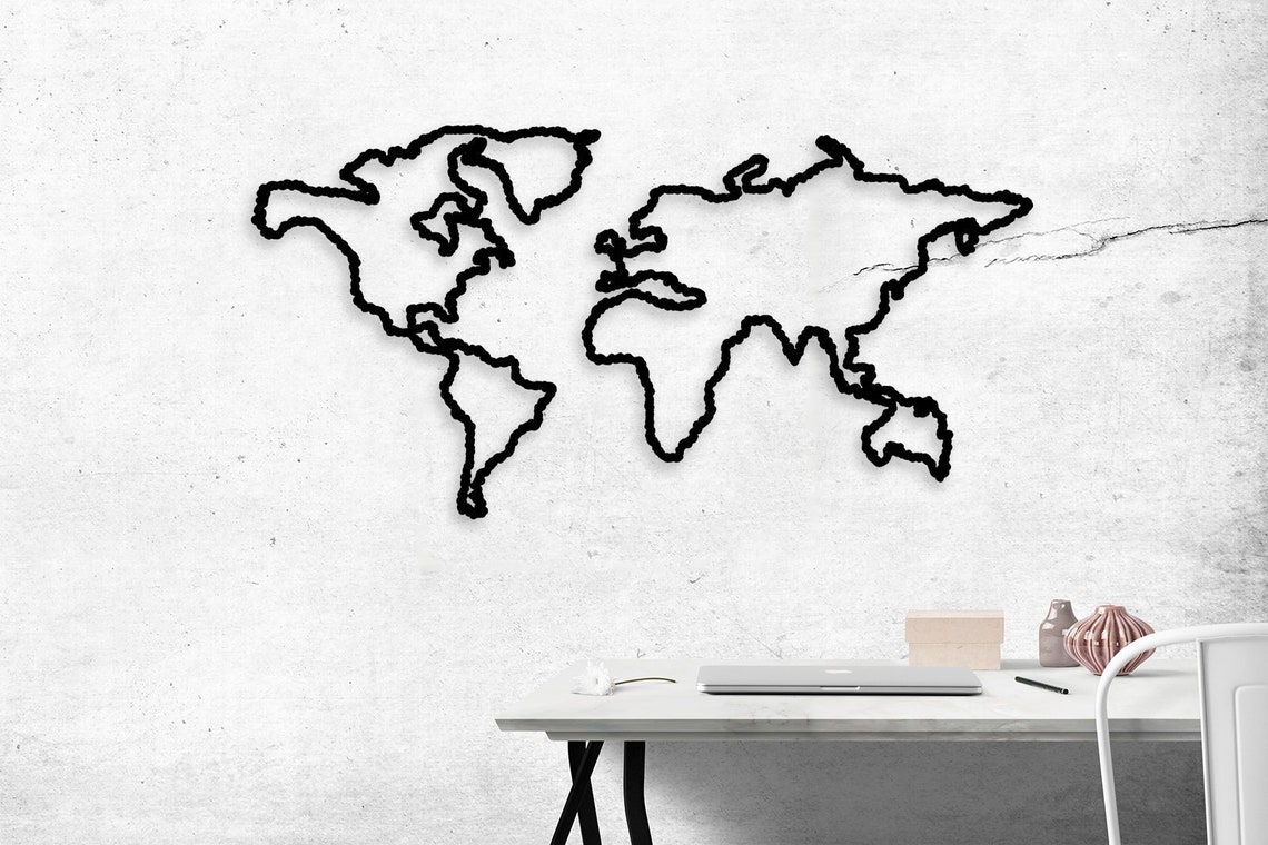 World Metal Map Metal Wall Art Metal Map of the World | Etsy