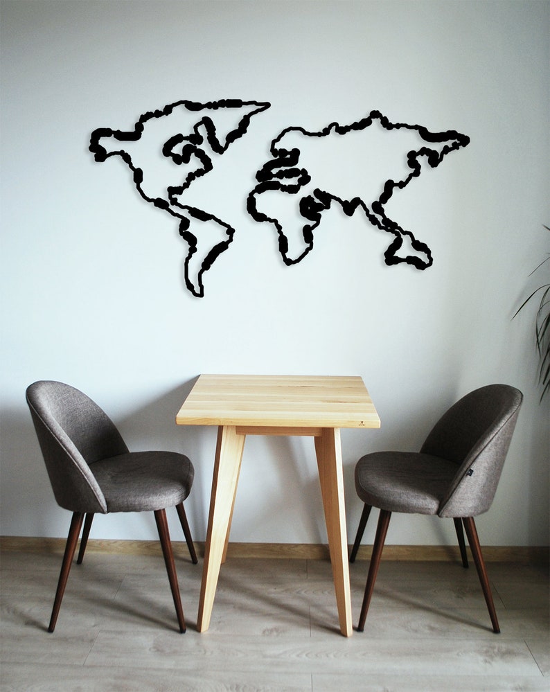 Metal Wall Art World Map Metal Wall Decor Iron World Map - Etsy