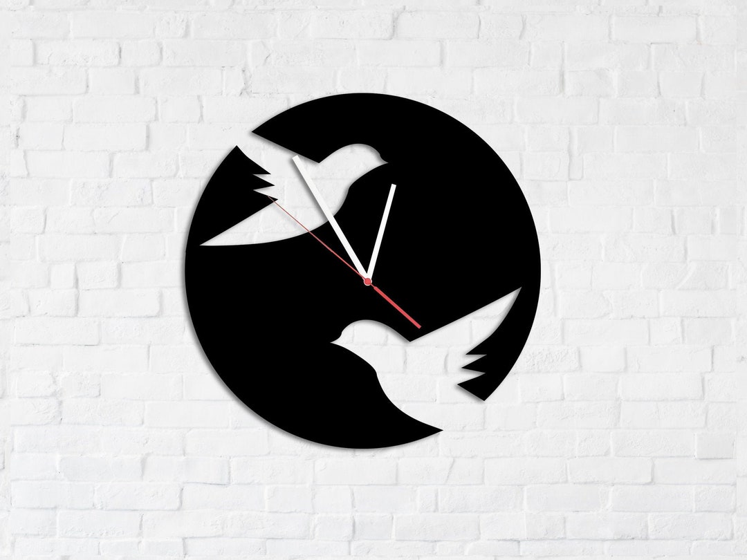 Metal Wall Clock, Industrial Clock, Unique Metal Clock, Birds Wall ...