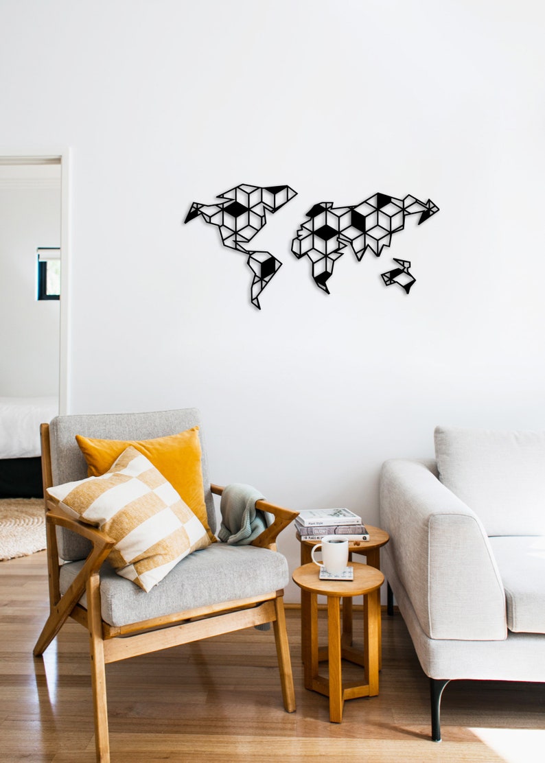 Metal World Map Wall Art Metal Map of the World Black Metal | Etsy