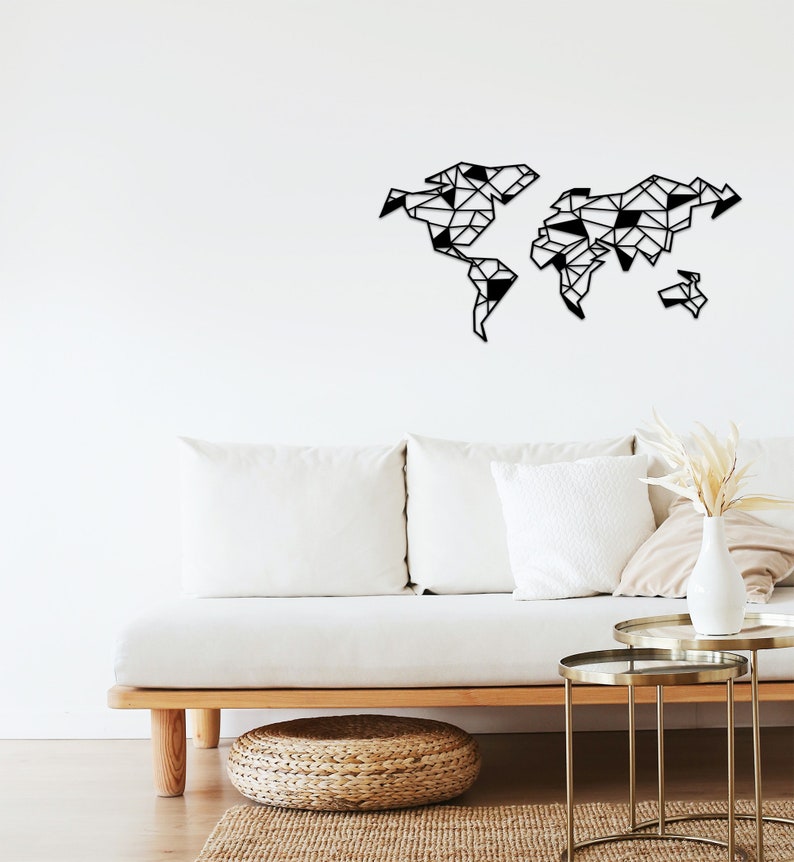 Metal Map of the World Wall Art Metal Wall Art Map Map - Etsy