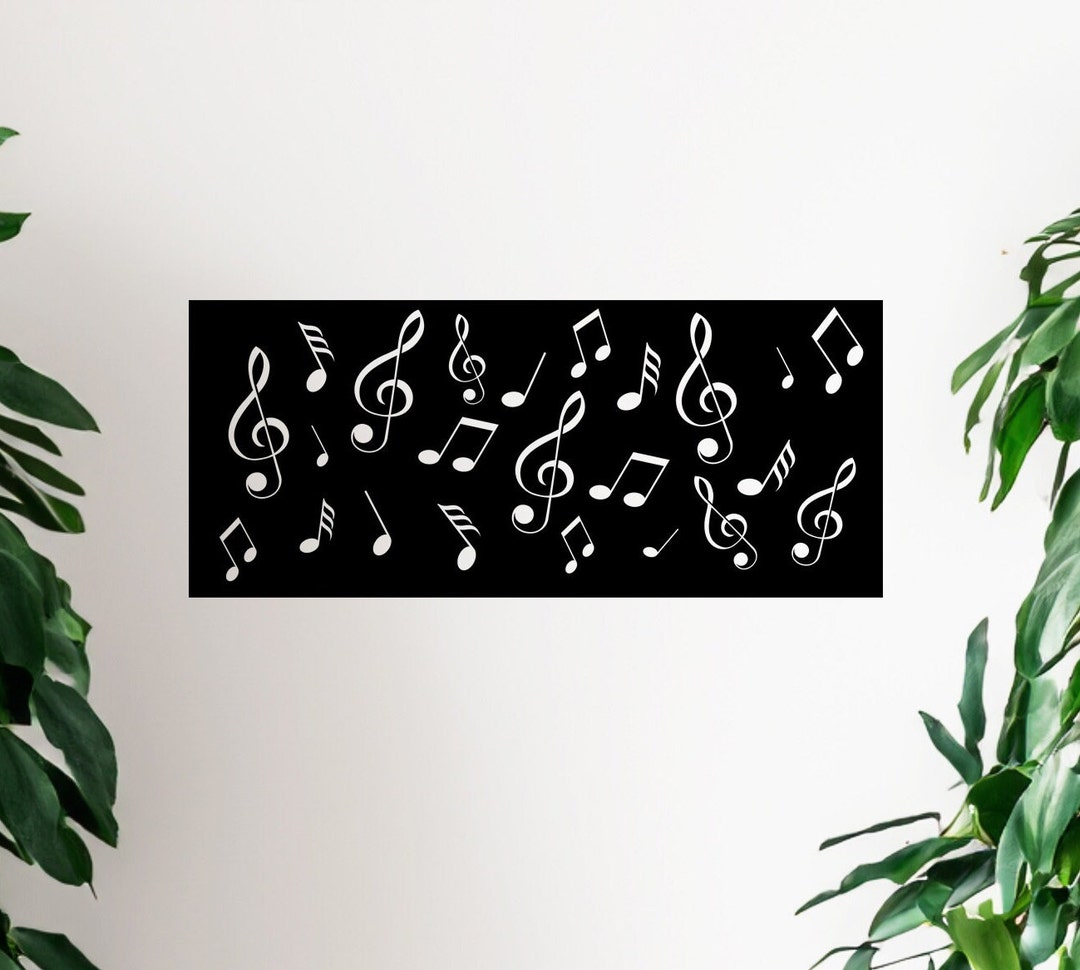 Music Notes Metal Wall Art Panel - Living Room Metal Wall Art - Music ...