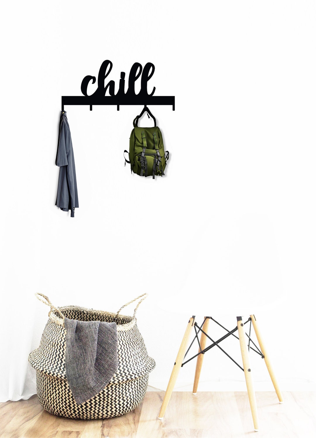 Metal Wall Hanger Chill Sign - Metal Coat Rack, Chill Wall Hooks, Metal ...