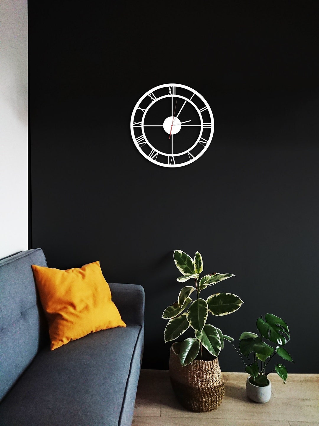 White Metal Wall Clock, Rome Style Clock, Industrial Clock, Unique Wall ...