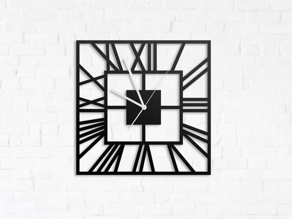 Metal Wall Clock Square Wall Clock Industrial Clock Unique - Etsy UK