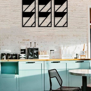 Triptych Metal Wall Art Panel, 3 Piece Metal Wall Art, Geometric Wall ...