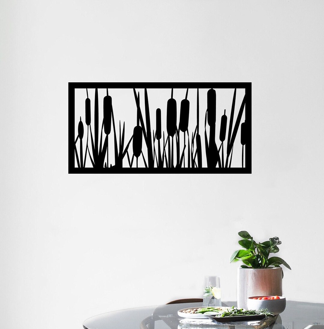 Cattails Silhouette Metal Wall Art - Metal Cattails Wall Art - Nature ...