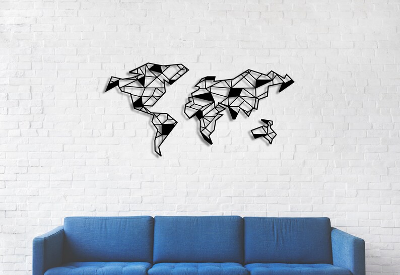 Metal Map of the World Wall Art Metal Wall Art Map Map - Etsy