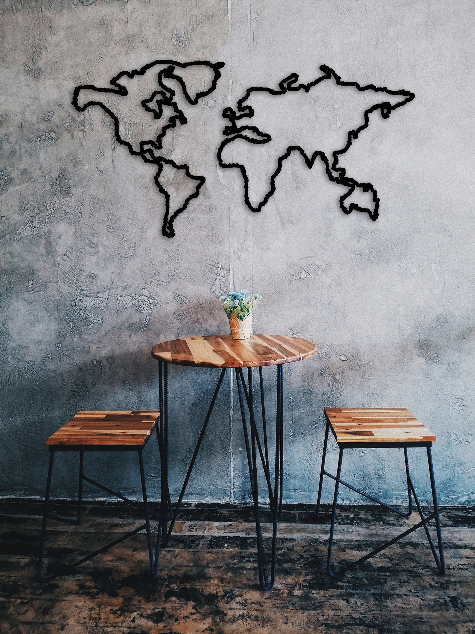 World Metal Map Metal Wall Art Metal Map of the World | Etsy