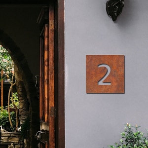 Custom Corten Steel Signage, Square Custom Rusty Number, Rusted Steel ...