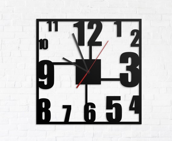 Square Wall Clock Metal Wall Clock Digit Wall Clock Crazy | Etsy
