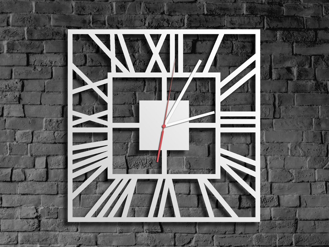 Square White Metal Wall Clock: Rome Style, Industrial Decor - Etsy