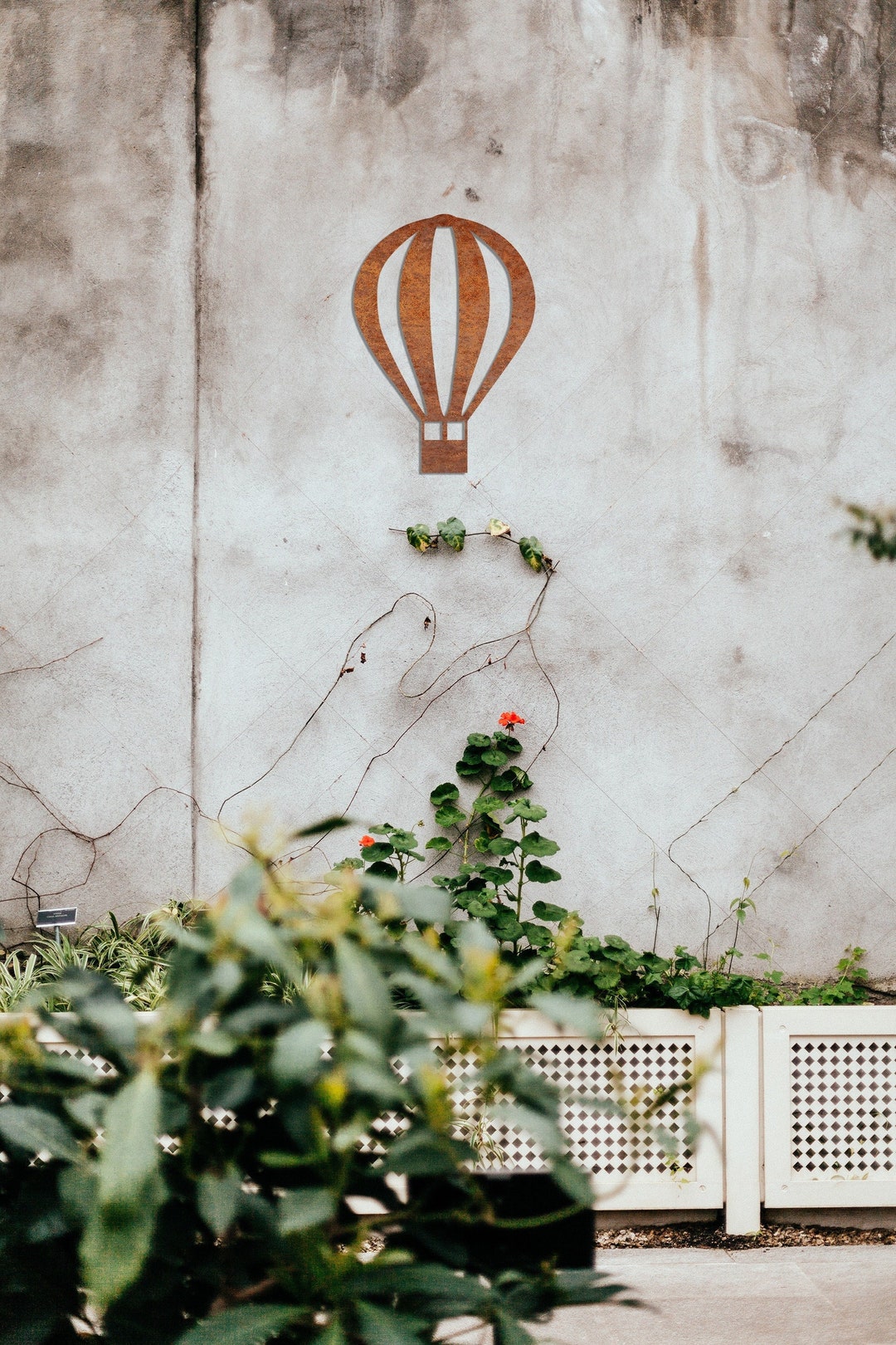 Corten Steel Balloon Wall Art, Hot Air Balloon Metal Garden Wall Art ...