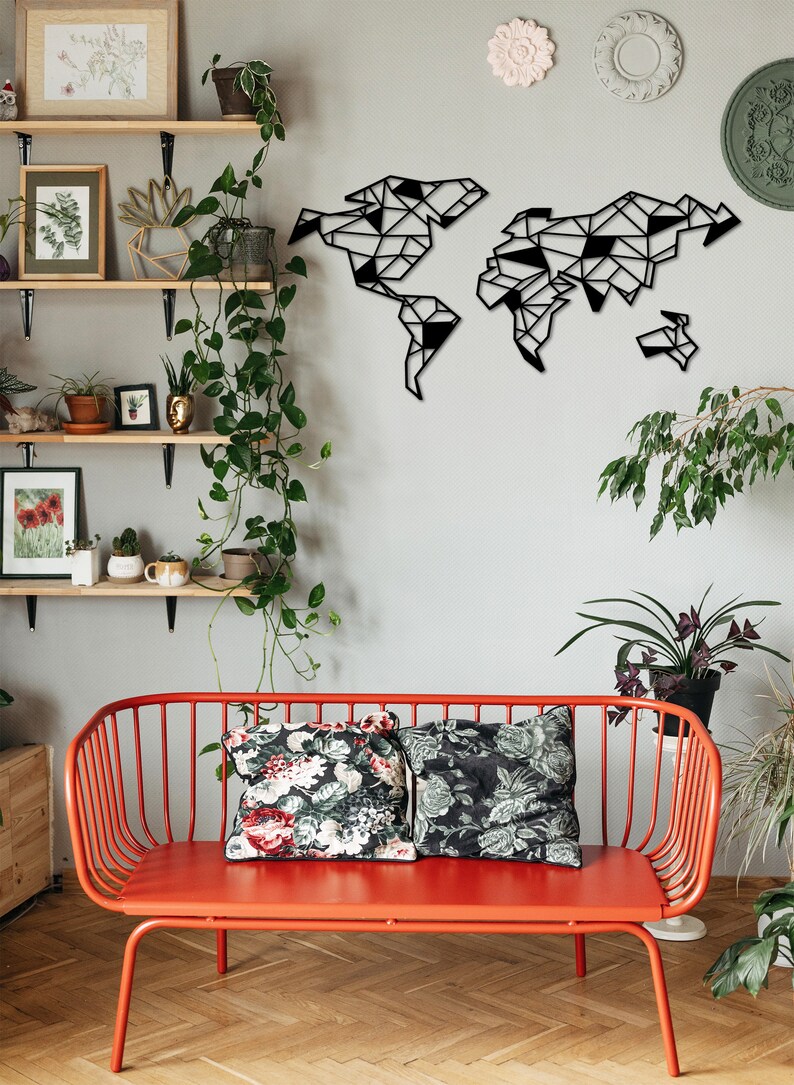 Metal Map of the World Wall Art Metal Wall Art Map Map - Etsy