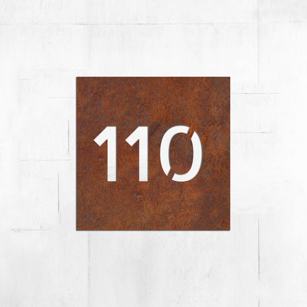 Rusted Steel House Number, Metal House Number, Rusted Building Number ...