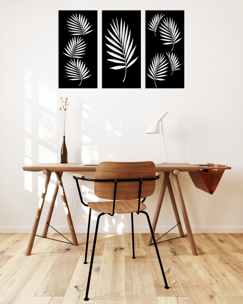 Metal Wall Art Leaf Triptych Amazing Living Room Premium - Etsy