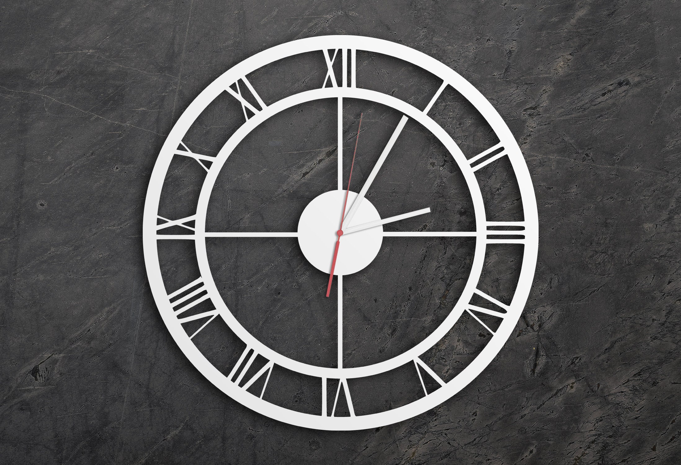 White Metal Wall Clock Rome Style Clock Industrial Clock | Etsy