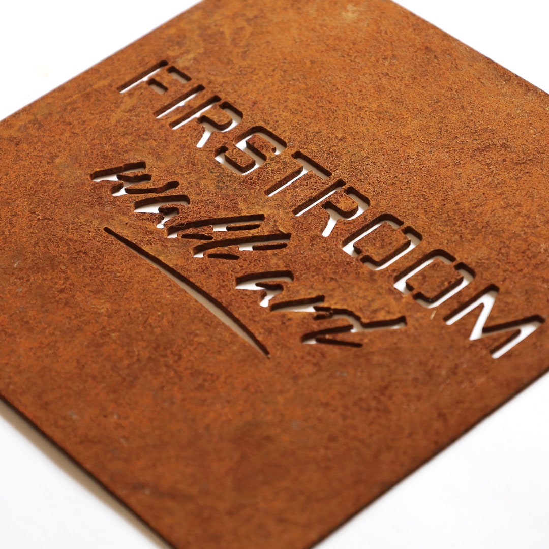 Custom Corten Steel Square Logo Signboard, Rusted Steel House Number ...