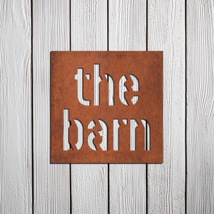 The Barn Square Corten Steel Signboard, Rusted Metal Barn Sign - Etsy