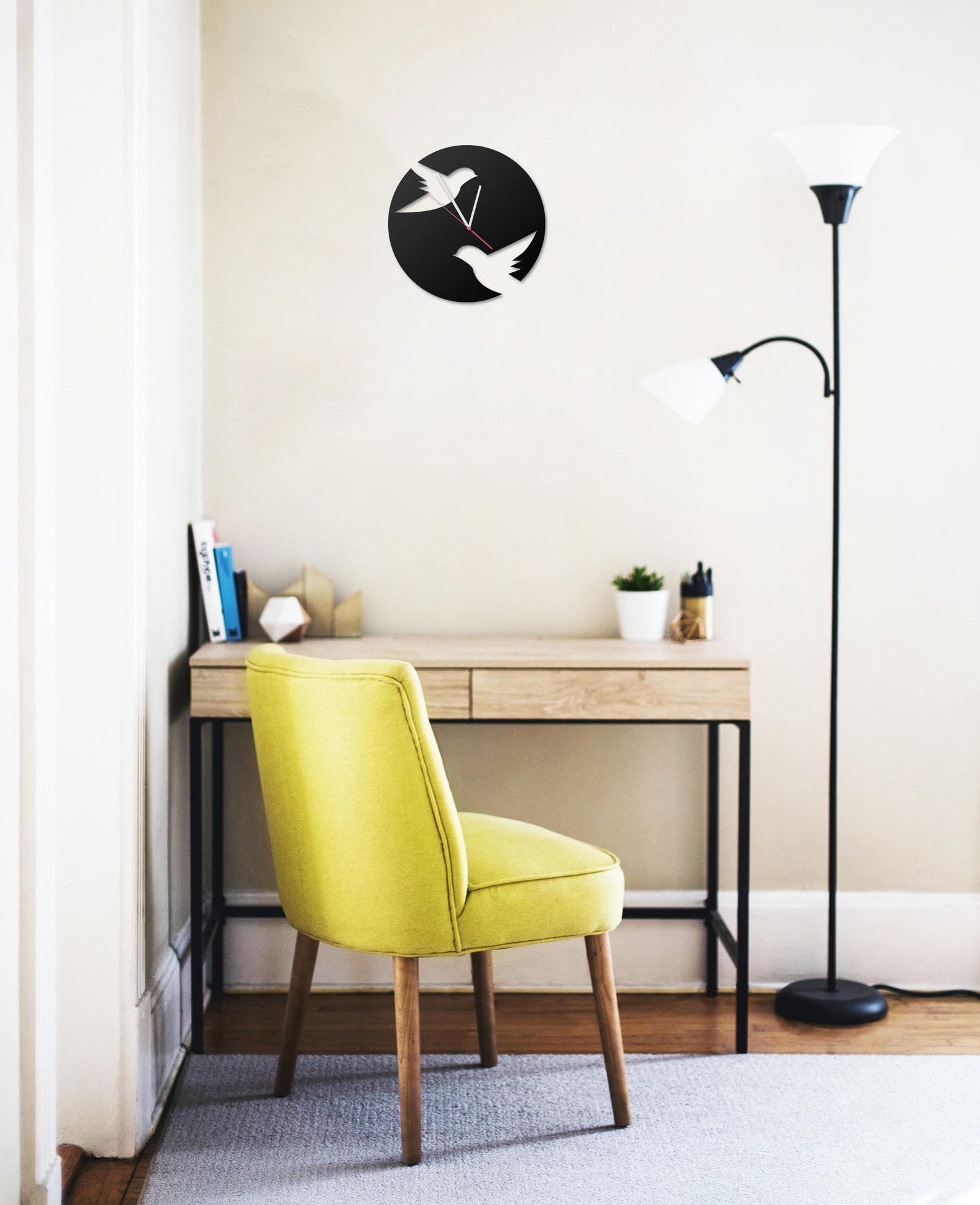 Metal Wall Clock Industrial Clock Unique Metal Clock Birds | Etsy