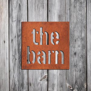The Barn Square Corten Steel Signboard, Rusted Metal Barn Sign - Etsy